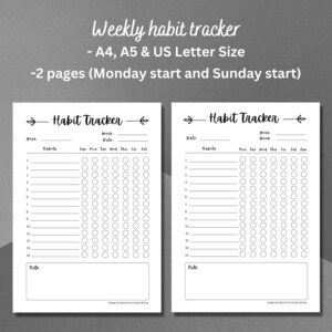 Minimalist Weekly Habit Tracker Printable Goal Setting Planner Wellness ...