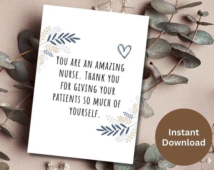 Thank You Card for Nurses, Nurses Appreciation Week, Thank You Nurse ...