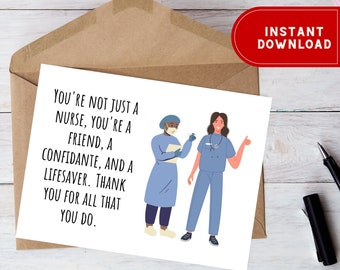 Nurse Appreciation Card Printable Nurse Week Gift Nurse Thank You Card ...