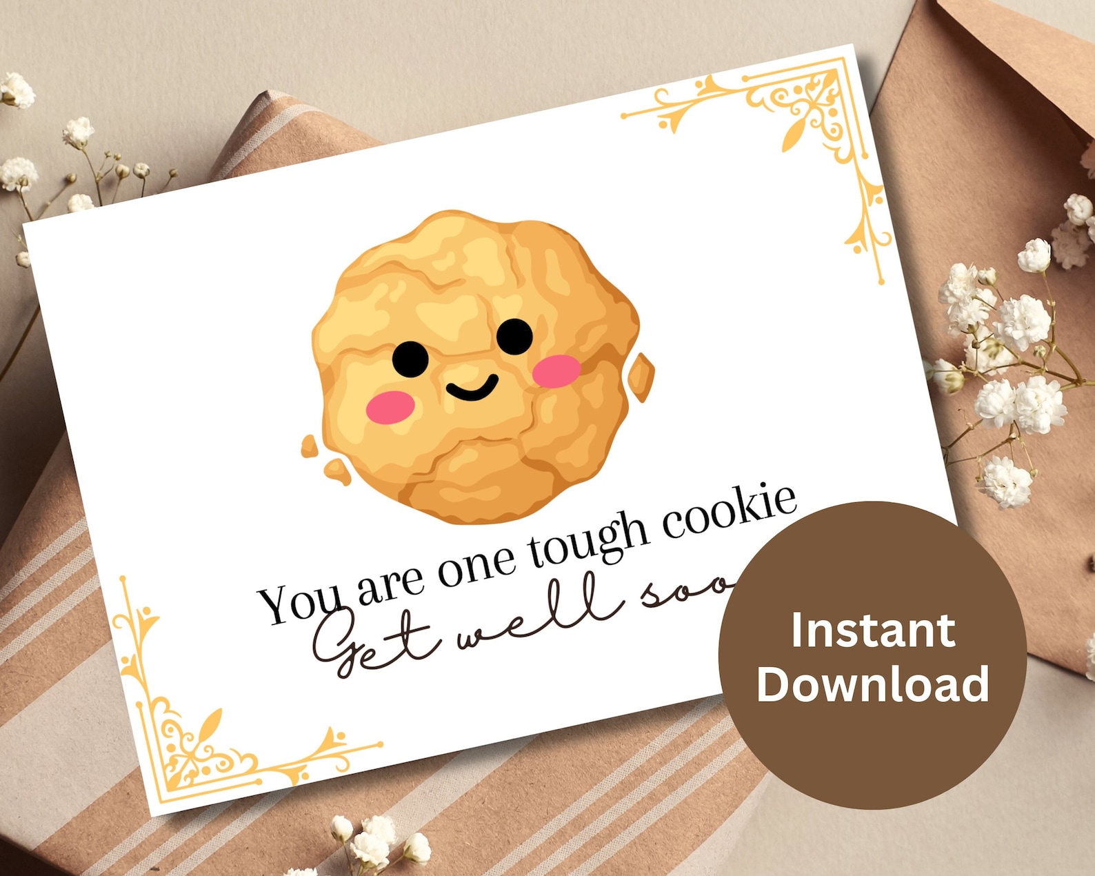 You Are One Tough Cookie Printable Card Get Well Soon Card - Etsy