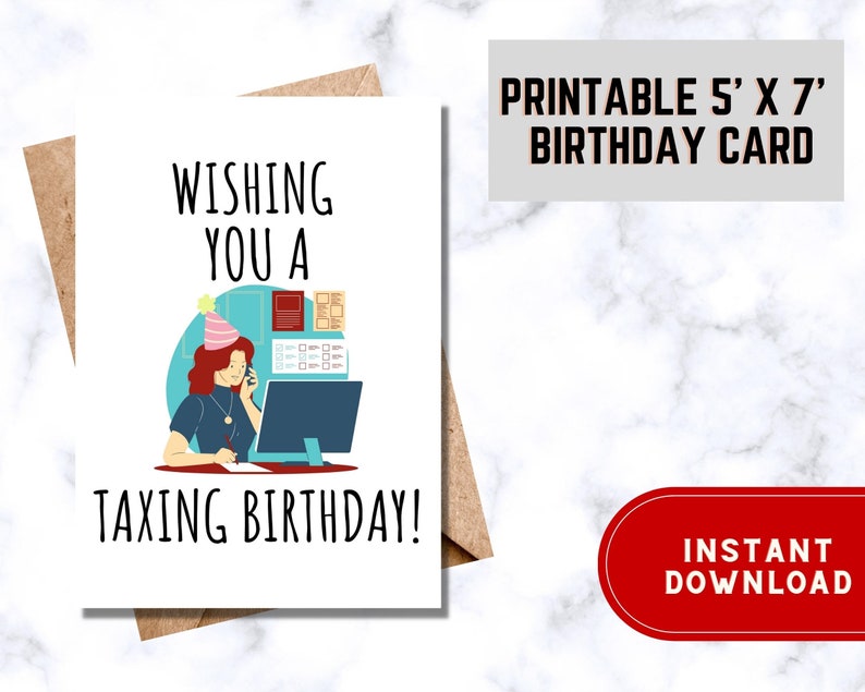 Accountant Birthday Card Printable Happy Birthday Gift Tax - Etsy