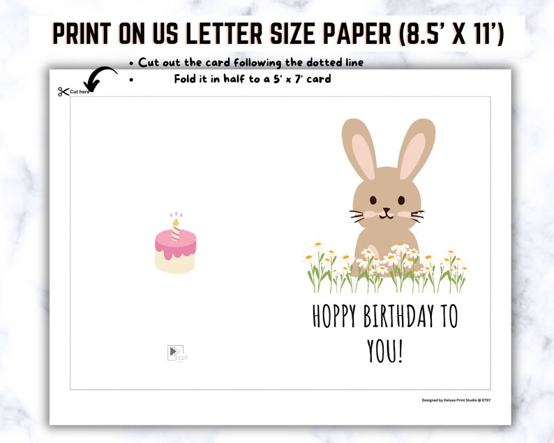 Hoppy Birthday Bunny Printable Birthday Card for Friends Birthday Gift ...