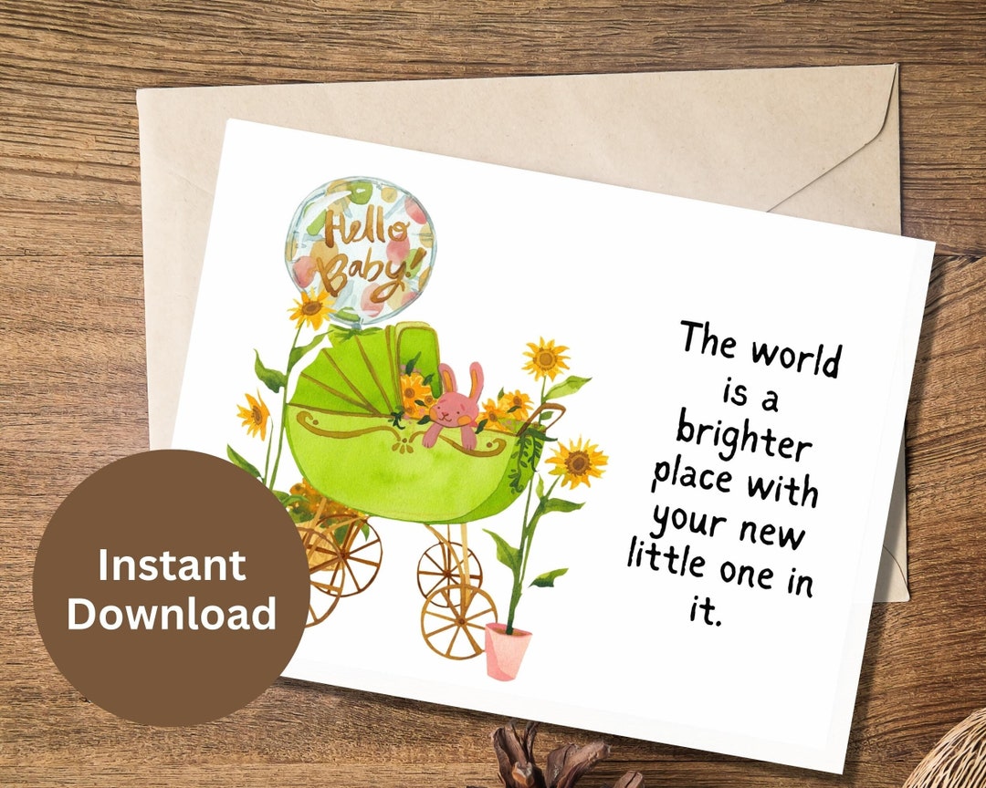 New Baby Card Printable Newborn Gift New Baby Congrats Card Welcome ...