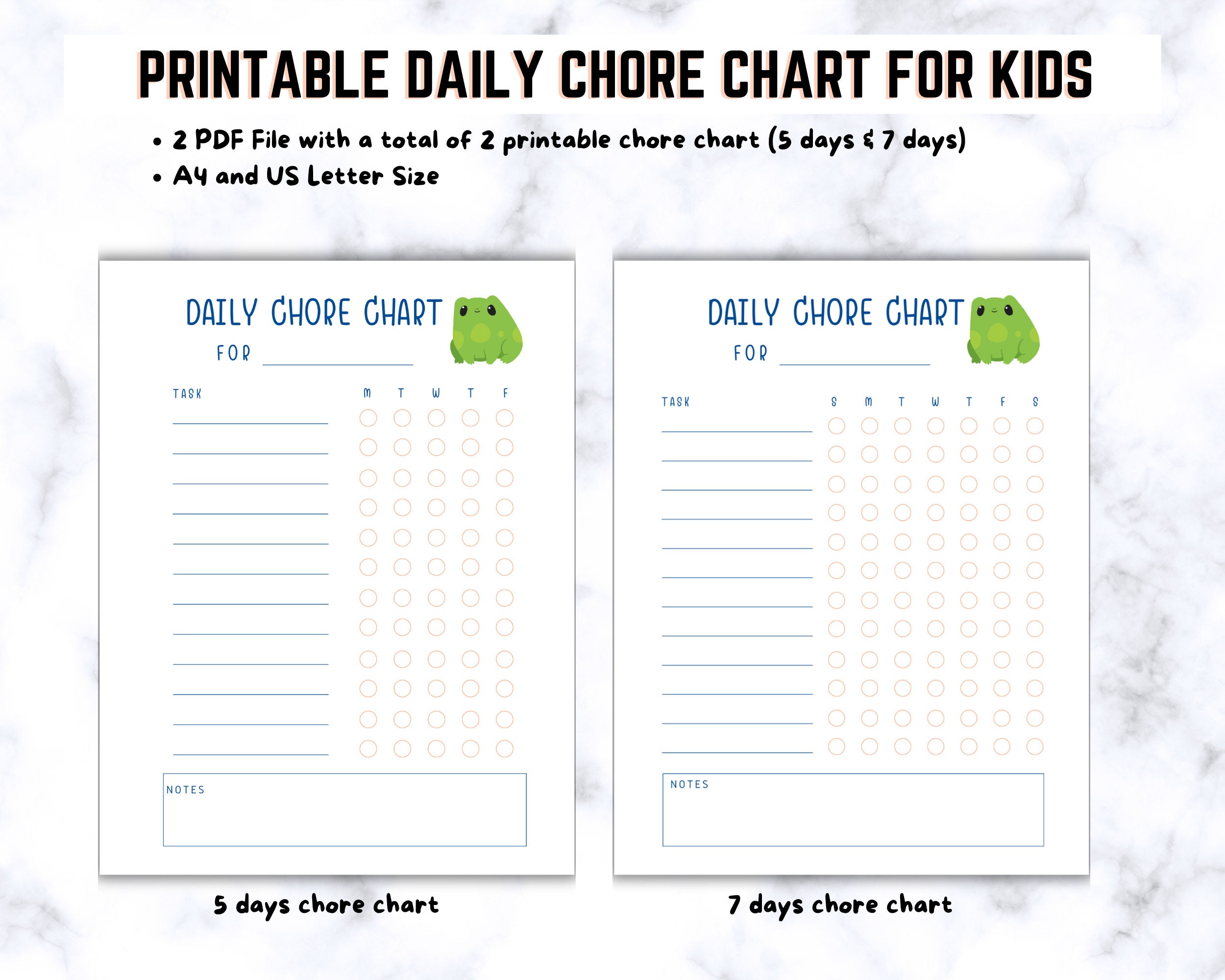 Cute Frog Kids Daily Chore Chart Printable Schedule Daily - Etsy