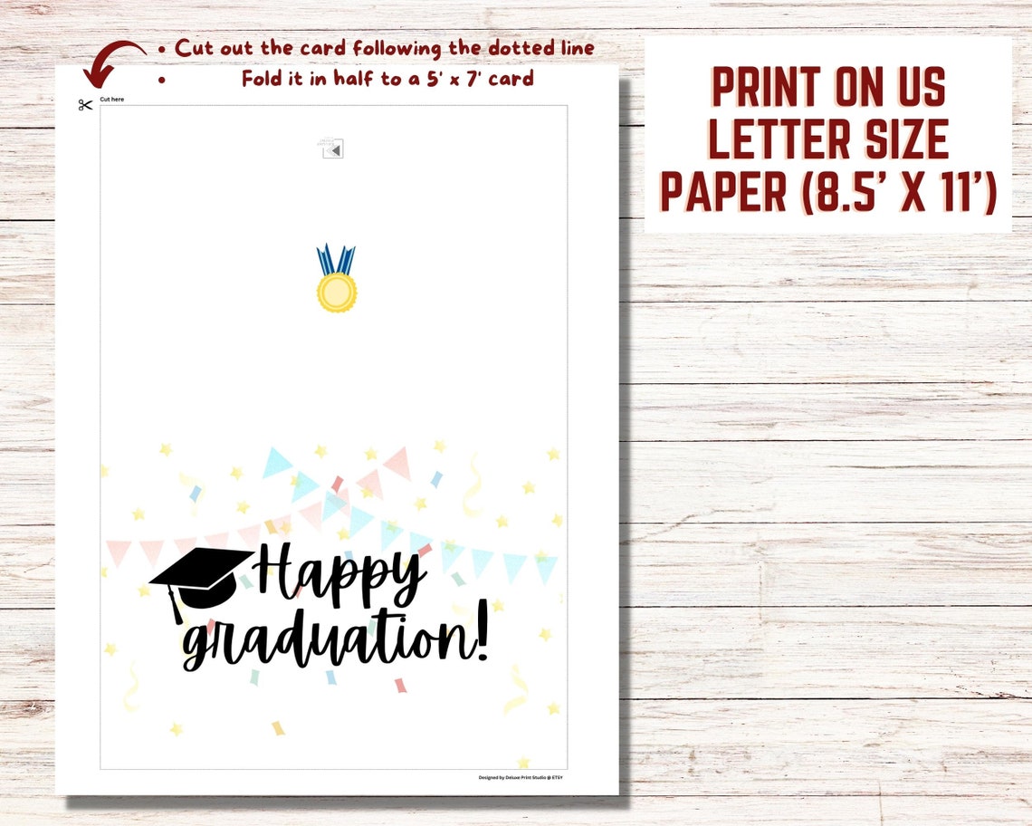 Happy Graduation Printable Card Grad Card Graduation Cap - Etsy