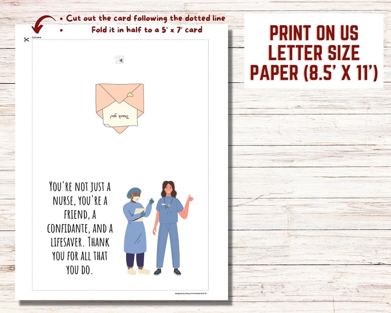 Nurse Appreciation Card Printable Nurse Gift Thank You Nurses Card ...