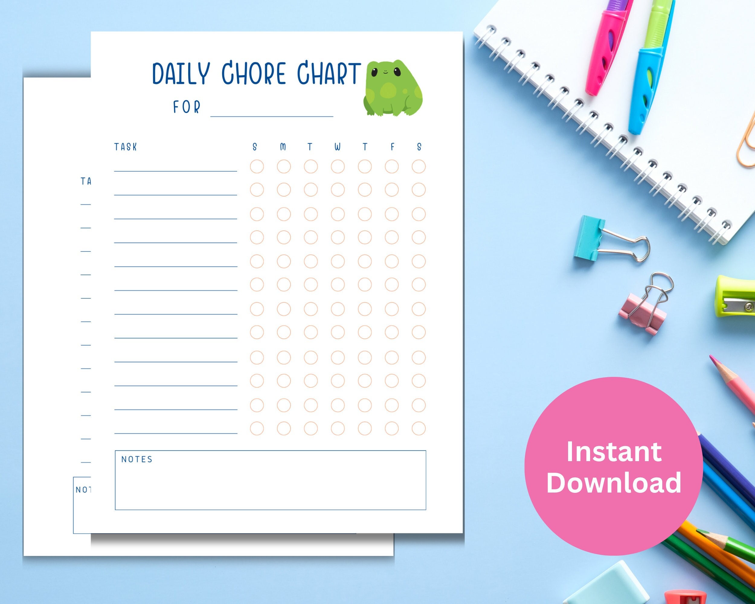 Cute Frog Kids Daily Chore Chart Printable Schedule Daily - Etsy