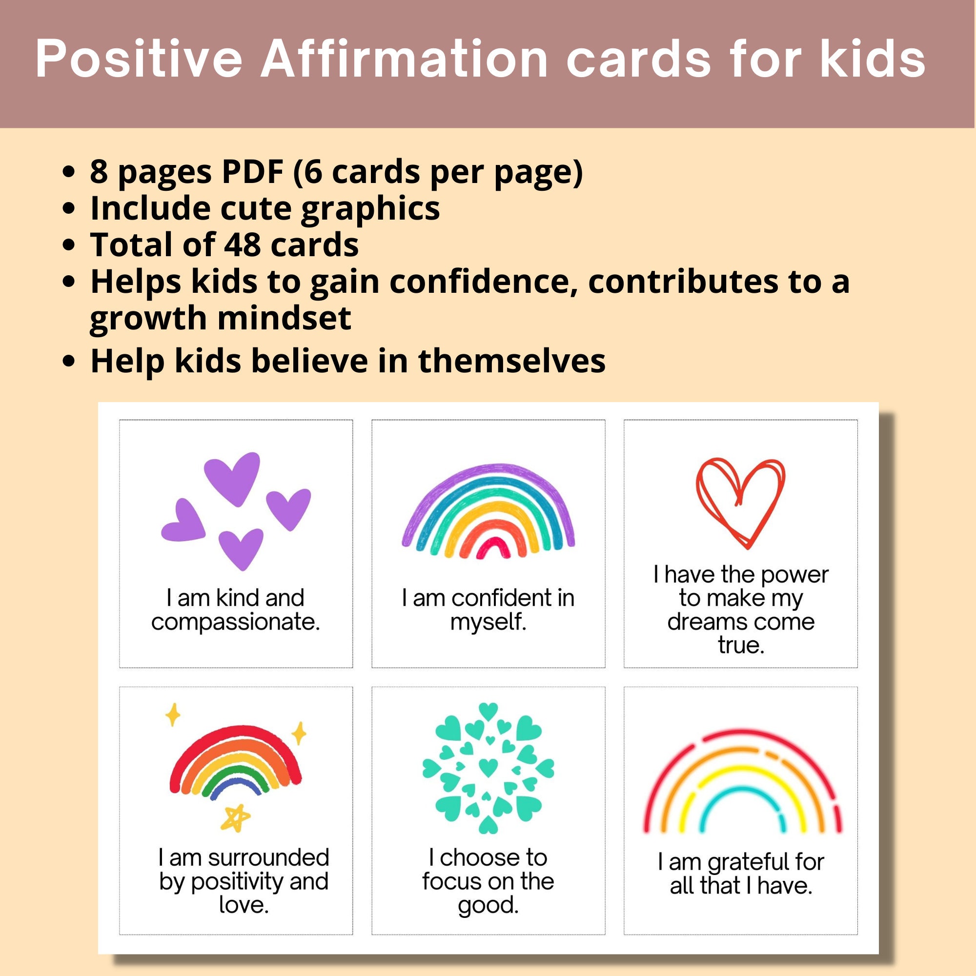 Self Affirmation Card Printable Daily Reminder Self Love Card Decks Law ...