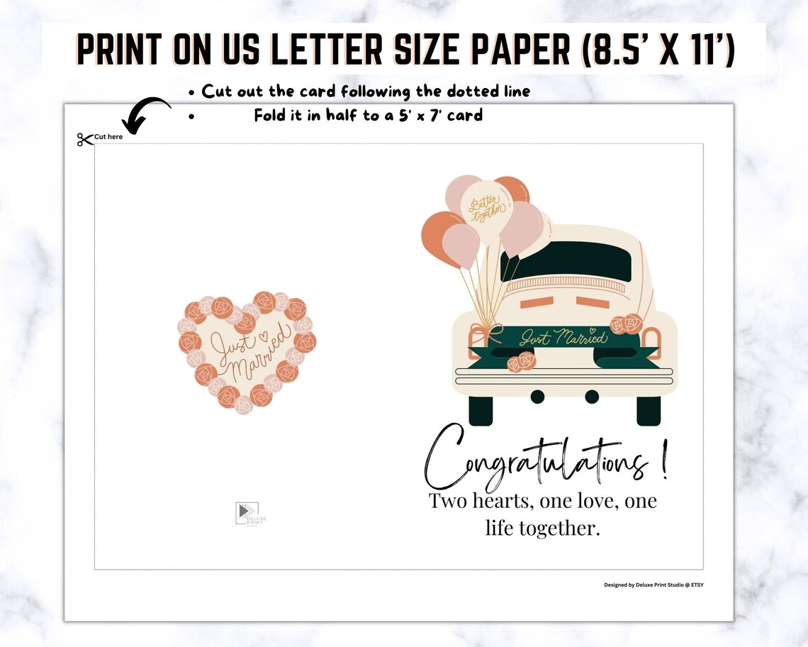 Wedding Congrats Card Printable Engagement Card Newly Weds Gift Couple ...