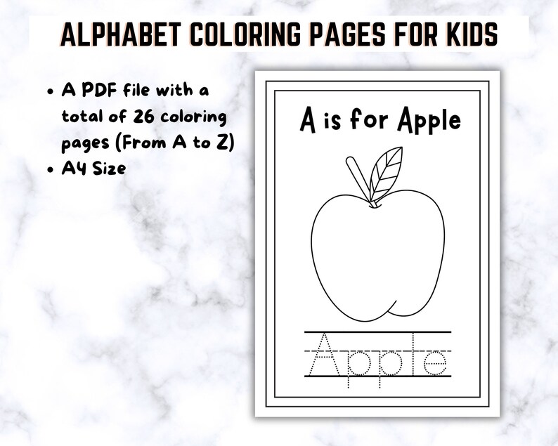 26 Alphabet Tracing Coloring Pages Printable Homeschool Digital ...