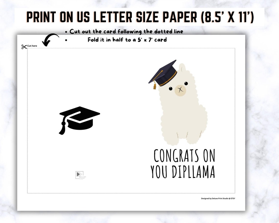 Congratulations Graduation Printable Pun Card Cute Llama Graduation ...