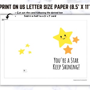 You're A Star Keep Shining Card Printable Student Encouragement Card ...