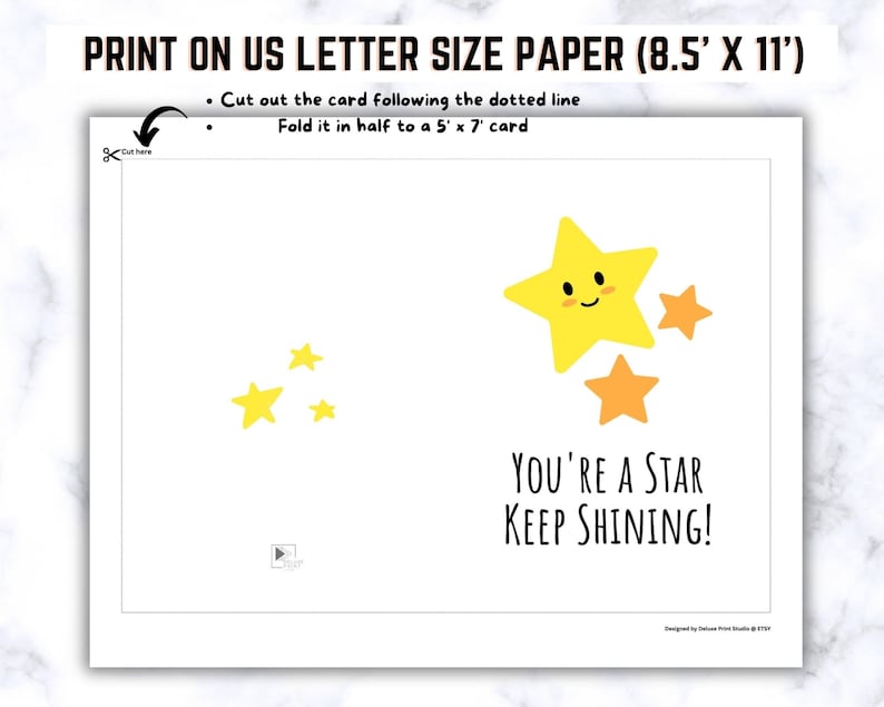 You're A Star Keep Shining Card Printable Student Encouragement Card ...