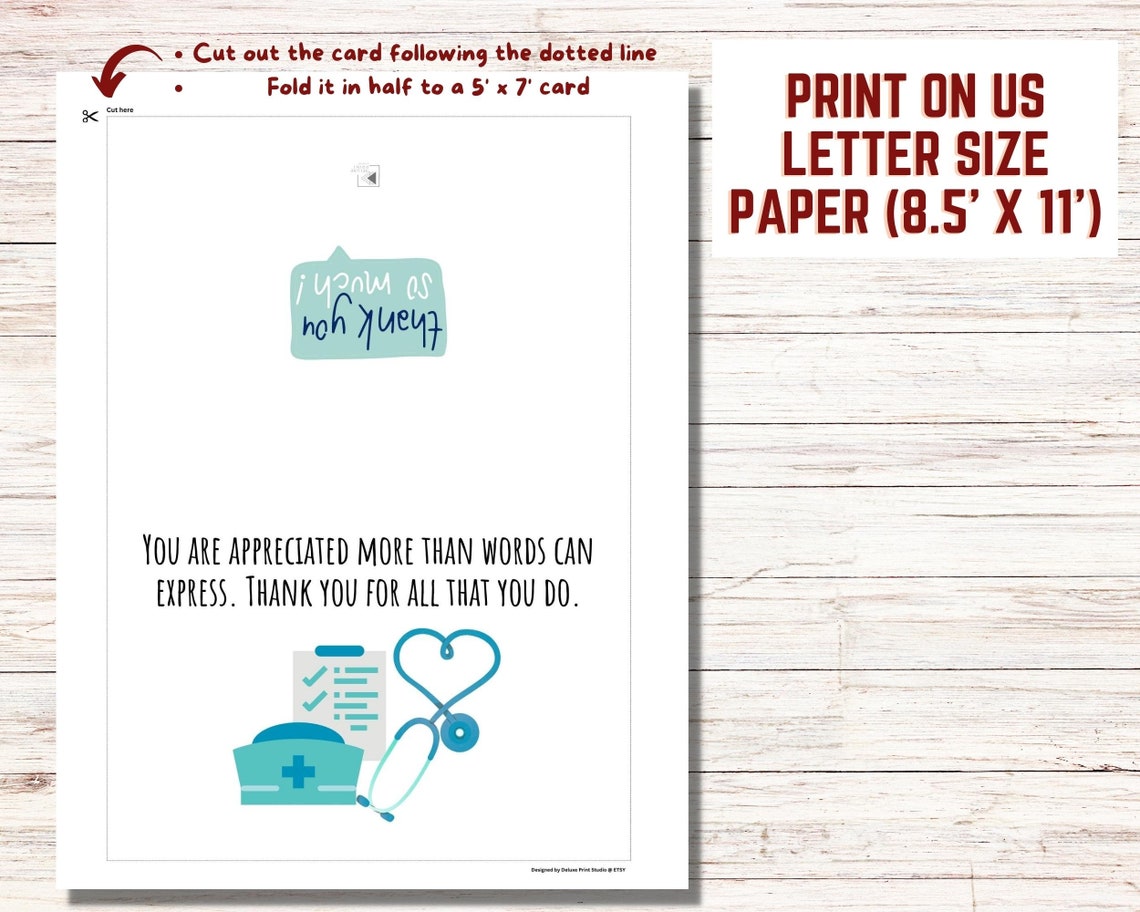 Nurse Appreciation Card Printable Nurse Week Gift Nurse Thank You Card ...