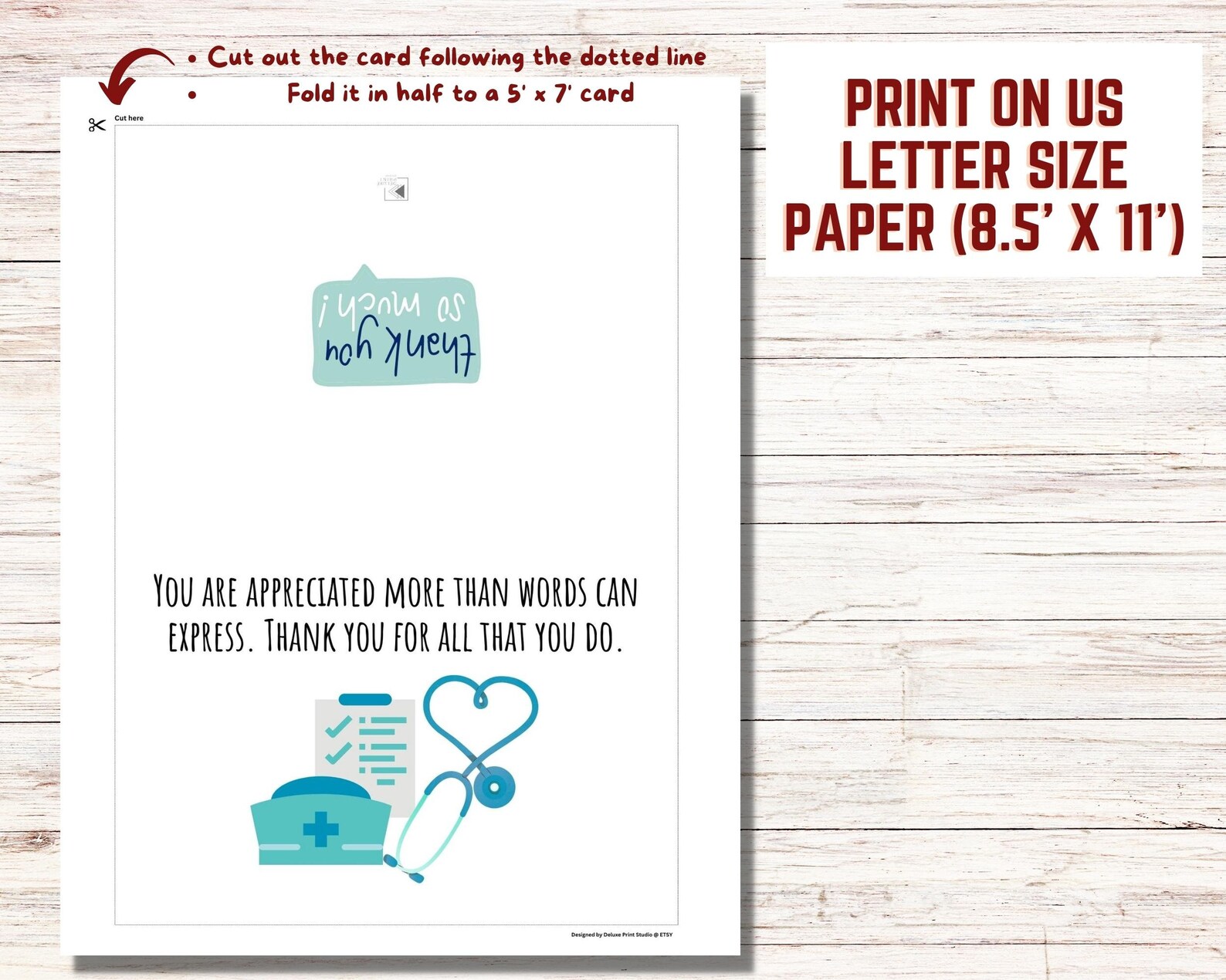 Nurse Appreciation Card Printable Nurse Week Gift Nurse Thank You Card ...