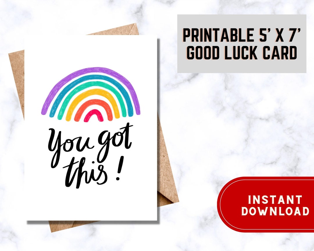 Good Luck Printable Card Encouragement Card You Got This Card - Etsy