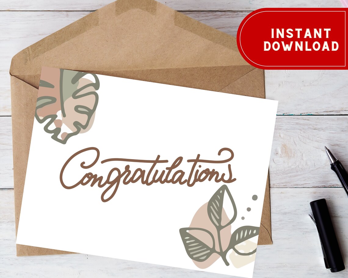 Congratulations Card Printable Graduation Gift Congrats Card - Etsy