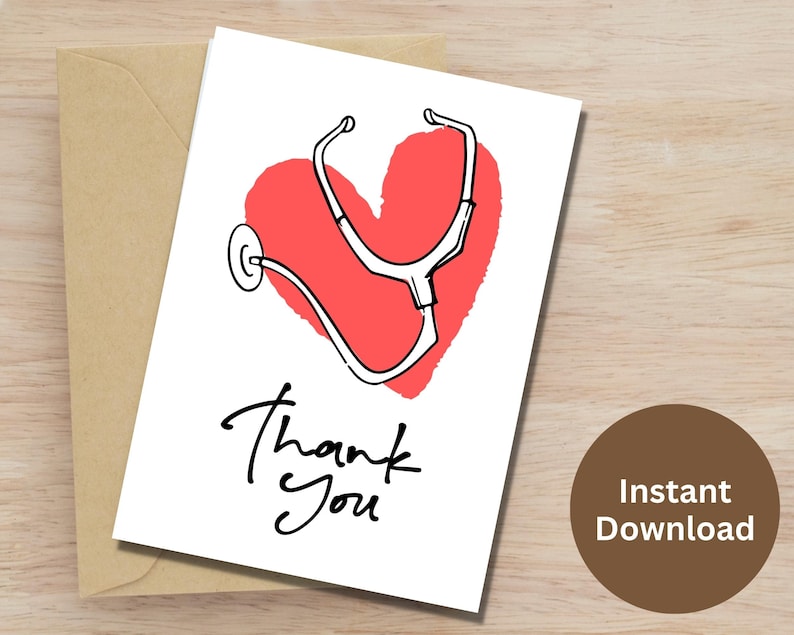 Nurse Appreciation Printable Card Doctor Thank You Gift Medical Worker ...