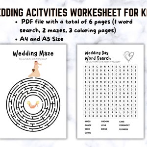 Kids Wedding Activity Printable Worksheet for Kids Word Search ...