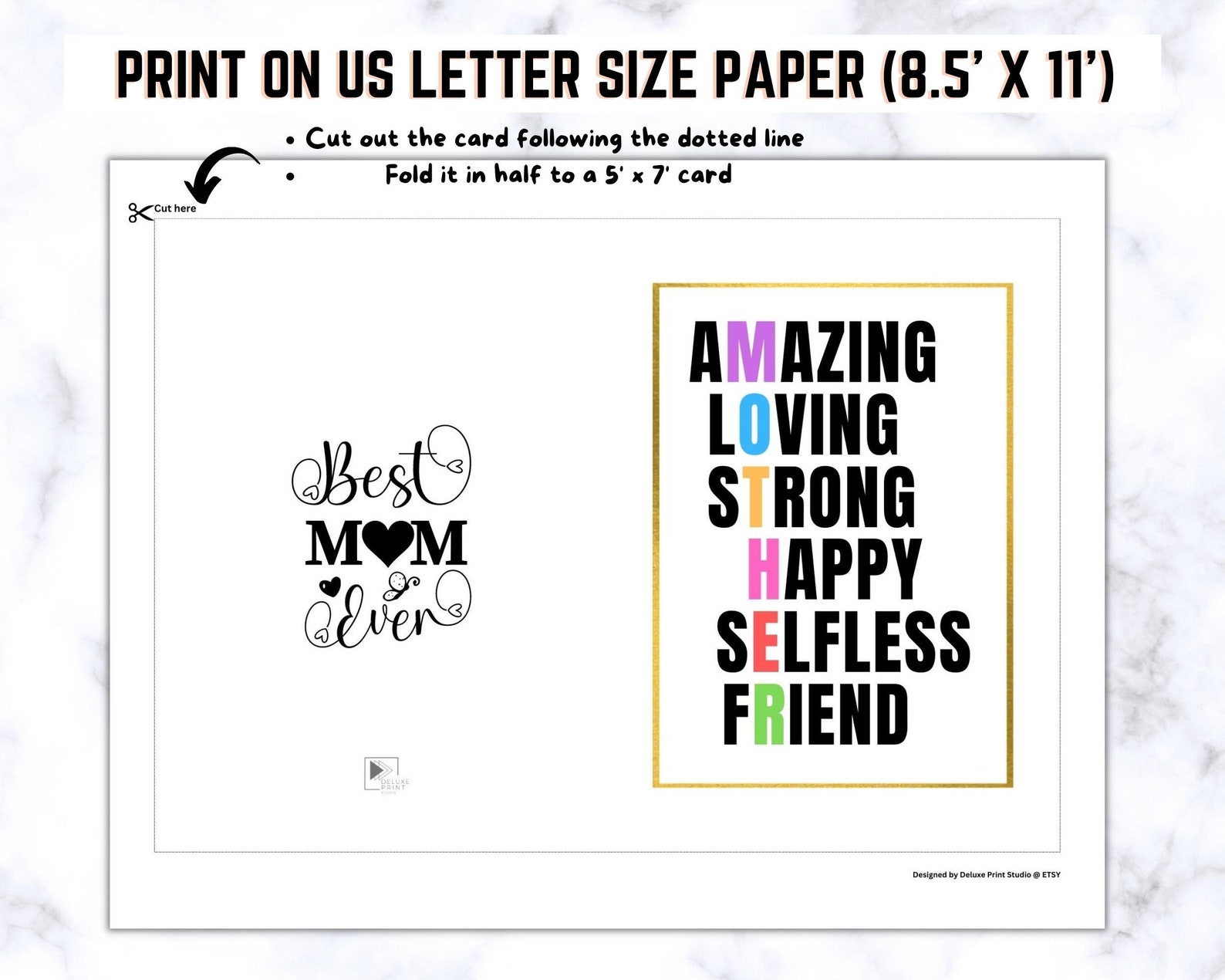 Mother's Day Card Printable Mom Gift Mom Birthday Card Best Mom Ever ...