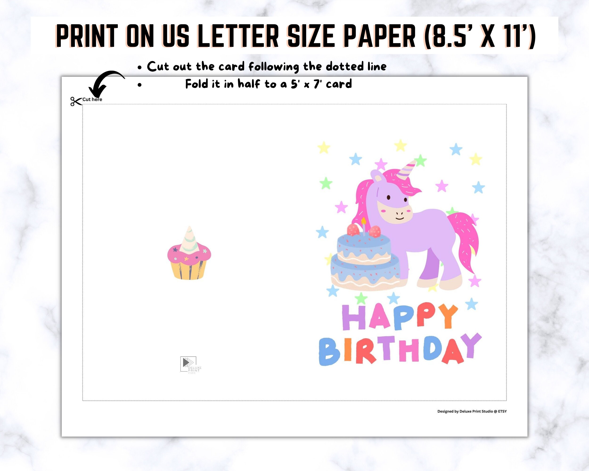 Unicorn Birthday Card Printable Happy Birthday Gift for Friends Gift ...