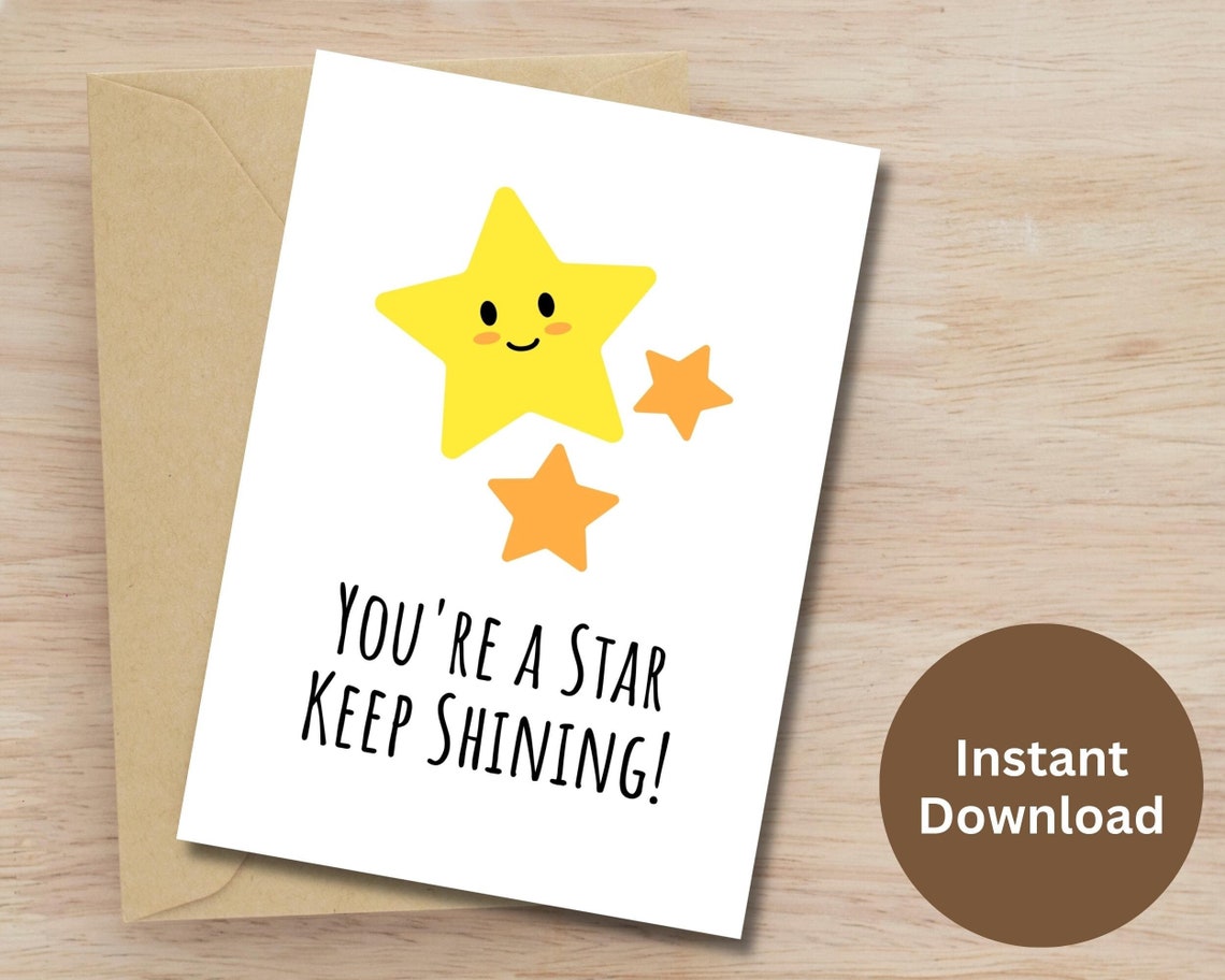 You're A Star Keep Shining Card Printable Student Encouragement Card ...