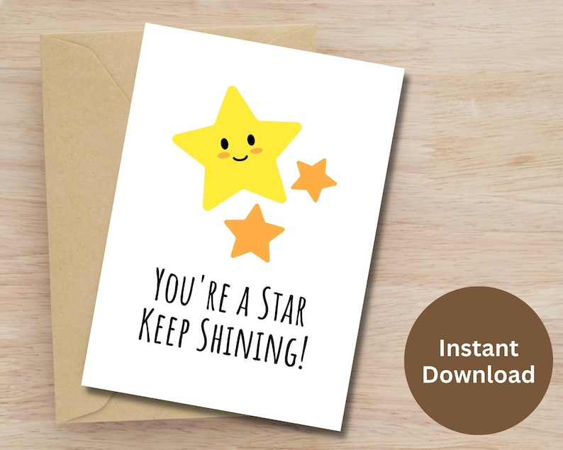 You're A Star Keep Shining Card Printable Student Encouragement Card ...