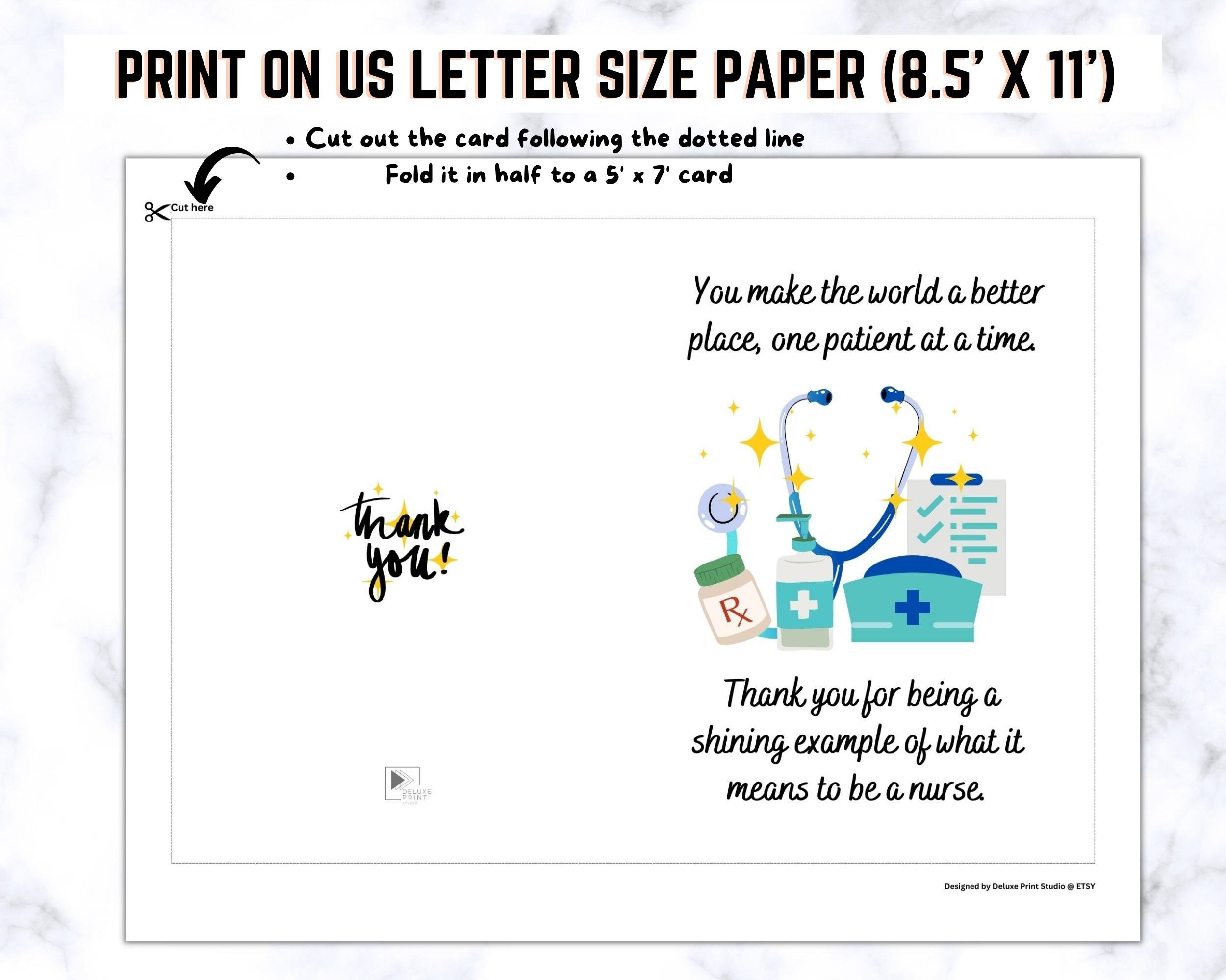 Nurse Thank You Printable Card Nurse Day Gift Nurse Appreciation Card ...