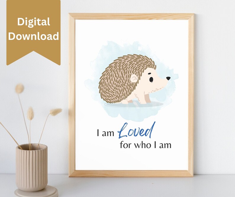 Positive Affirmation Wall Art Printable Cute Hedgehog Nursery - Etsy