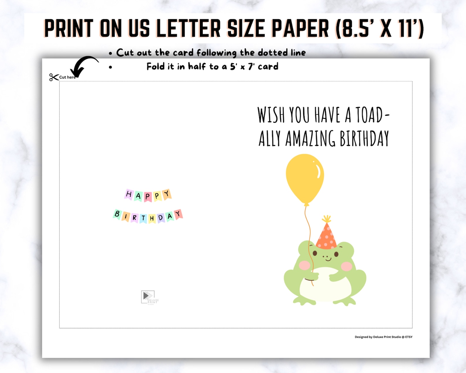 Printable Happy Birthday Card Cute Frog Card Wishing You a Toad-ally ...