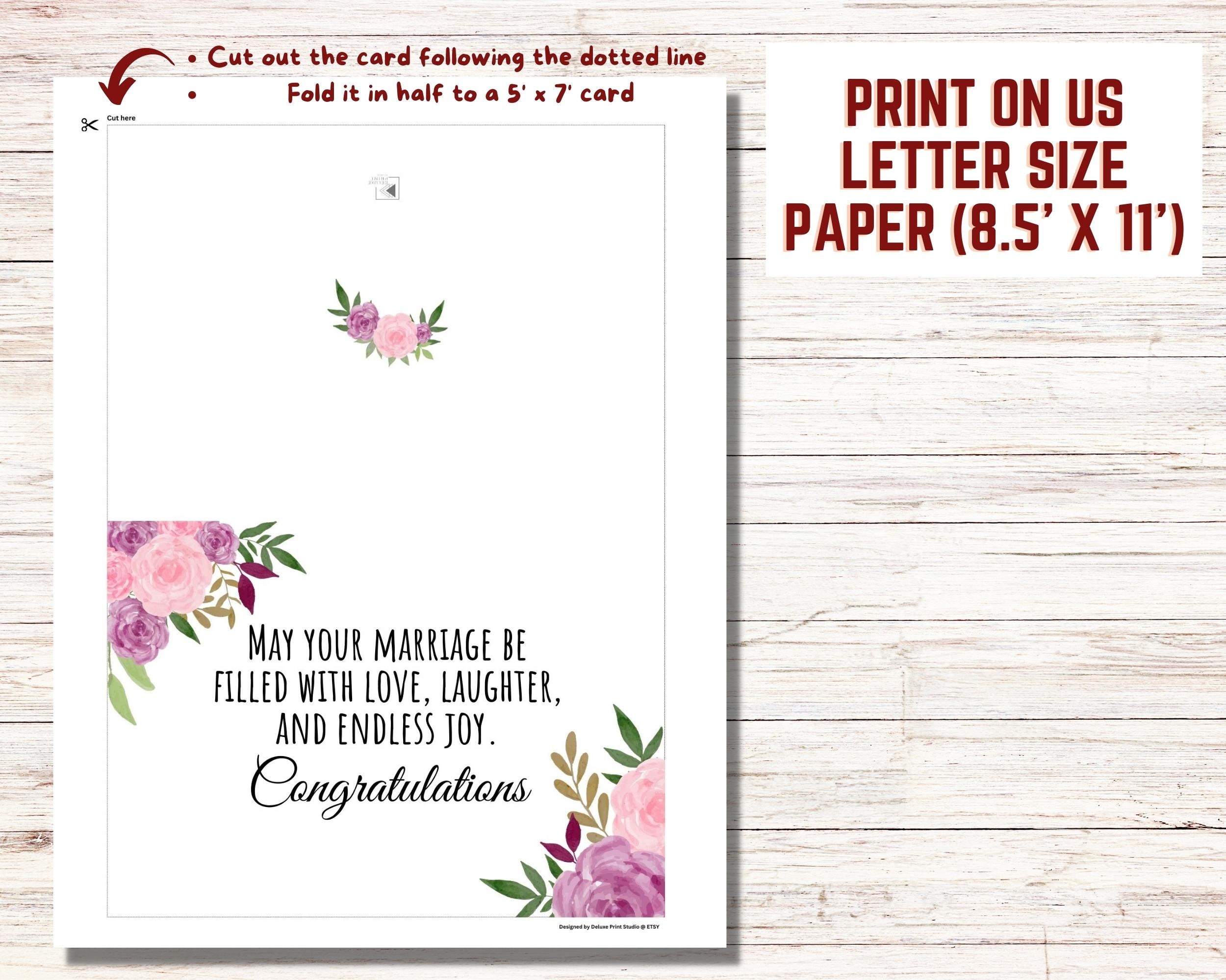 Wedding Congratulations Printable Card Engagement Gift Bride to Be Card ...
