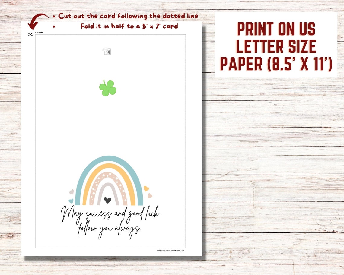 Good Luck Card Printable Good Luck Gift Encouragement Card New Job Card ...
