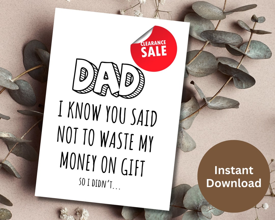 Printable Funny Dad Card Father's Day Gift Happy Father's Day Card Dad ...