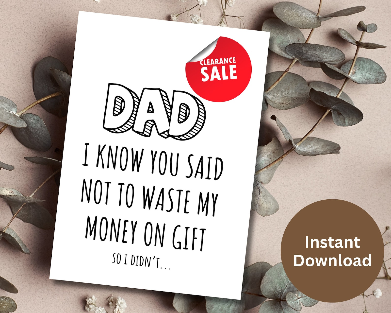 Printable Funny Dad Card Father's Day Gift Happy Father's Day Card Dad ...