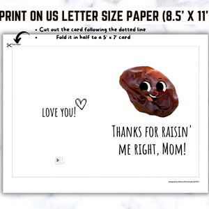 Funny Mother's Day Printable Card Mom Gift Mom's Birthday Greeting Card ...