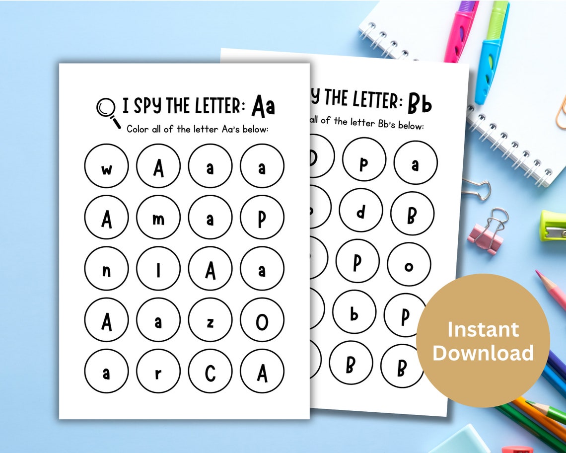26 Pages I Spy Alphabet Worksheets Printablefor Kids Fun at Home ...
