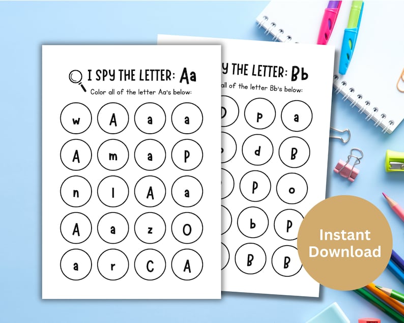 26 Pages I Spy Alphabet Worksheets Printablefor Kids Fun at Home ...