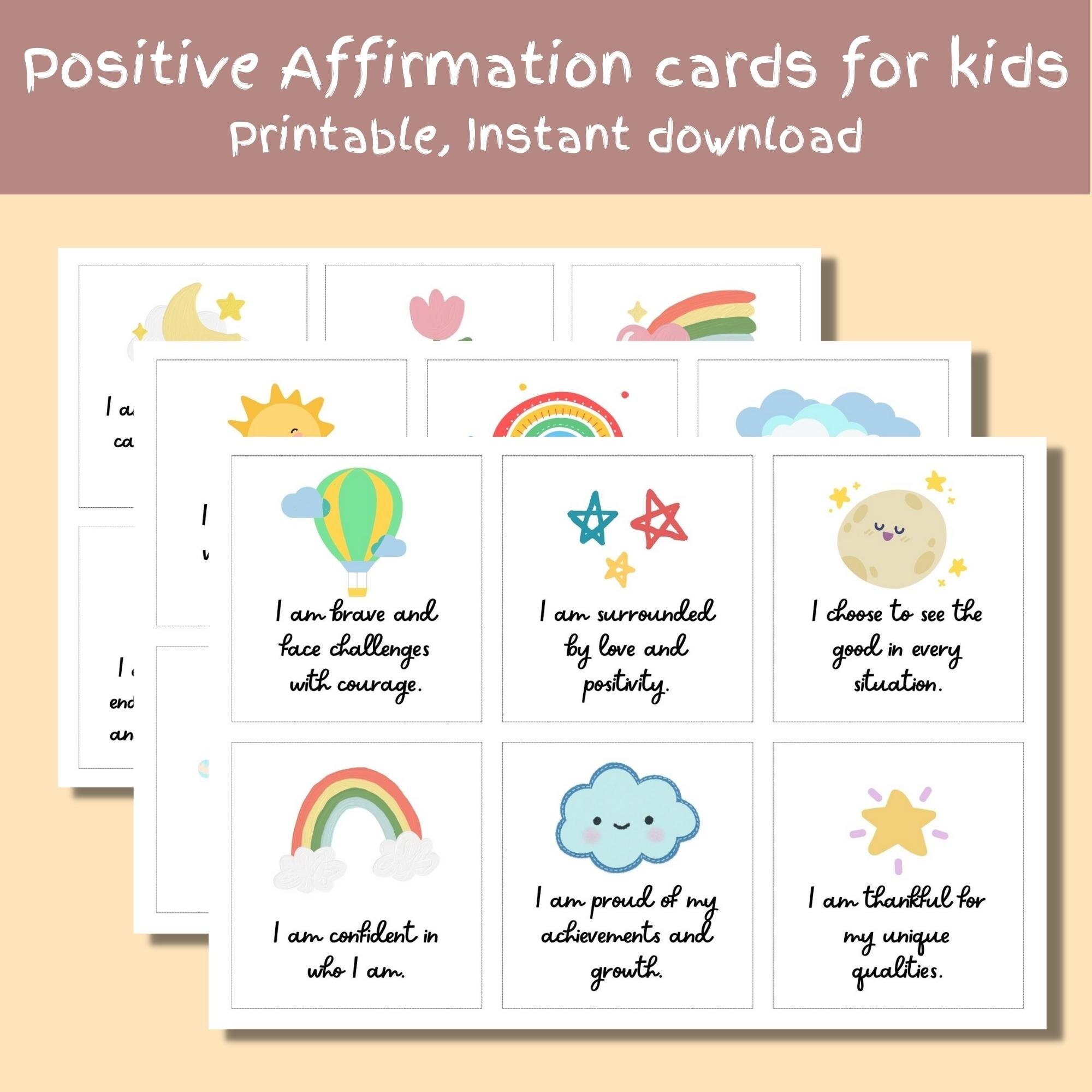 Positive Affirmation Cards Printables Self Love Card Decks Law of ...