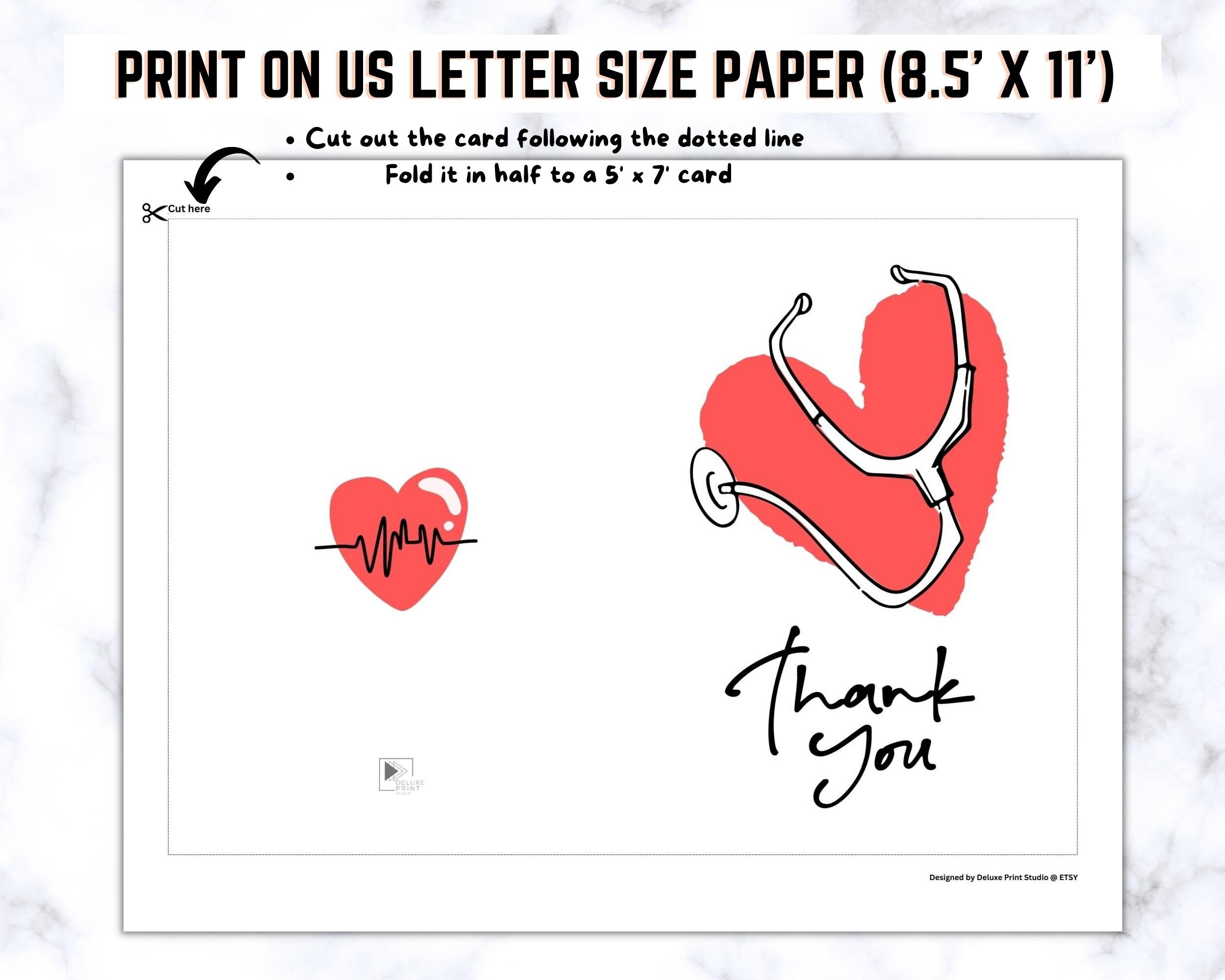 Nurse Appreciation Printable Card Doctor Thank You Gift Medical Worker ...