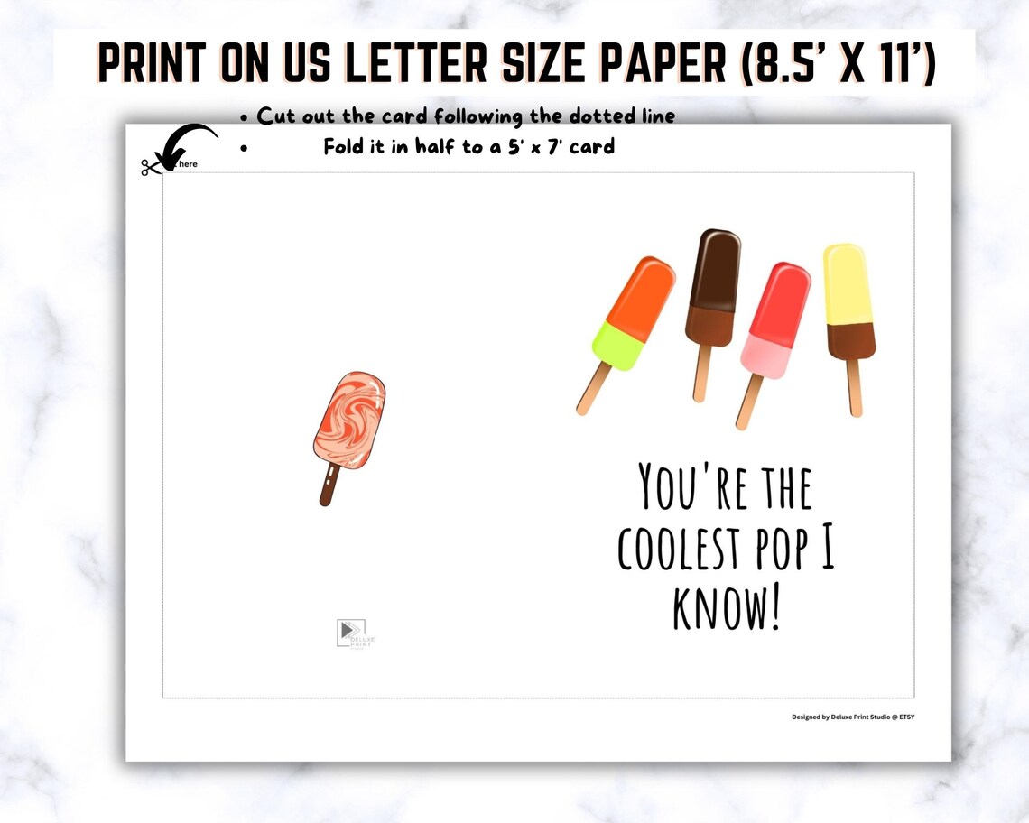 Father's Day Pun Card Printable Happy Father's Day to the Coolest Pop ...