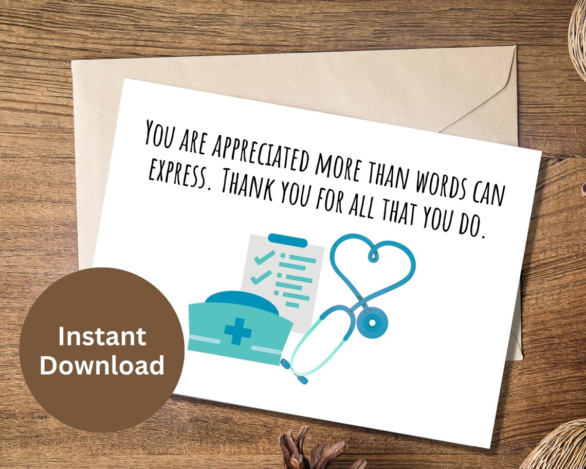 Nurse Appreciation Card Printable Nurse Week Gift Nurse Thank You Card ...
