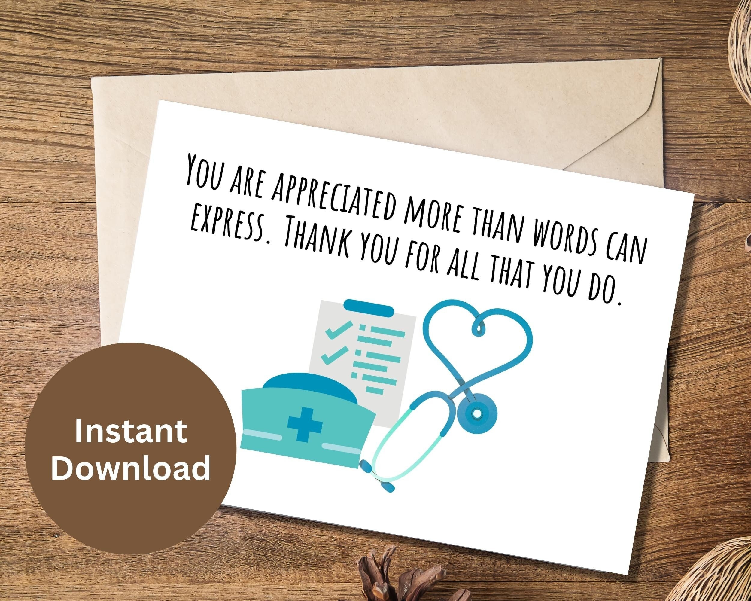 Nurse Appreciation Card Printable Nurse Week Gift Nurse Thank You Card ...