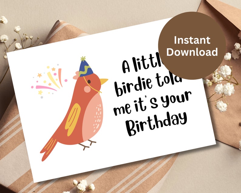 Printable Happy Birthday Card for Kids Cute Bird Birthday Card Happy ...