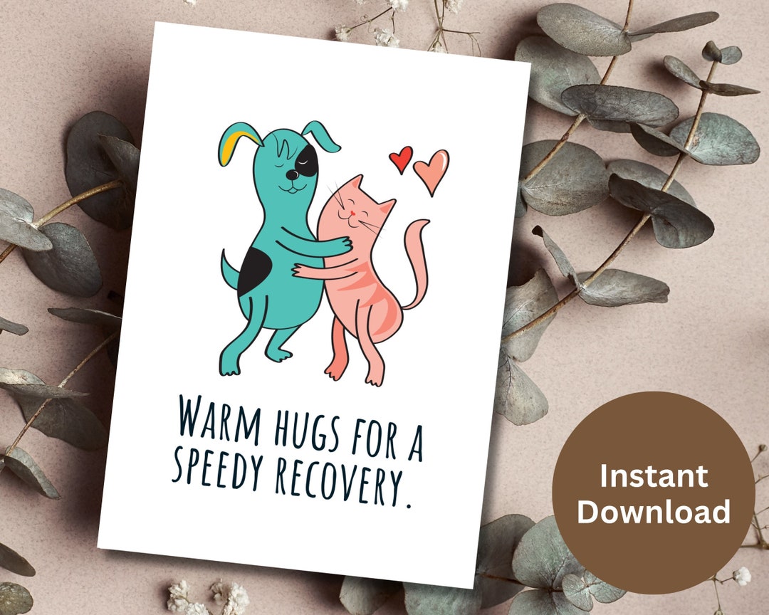 Get Well Soon Card Printable Warm Hugs for Speedy Recovery Gift ...