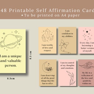 48 Self Affirmation Cards Digital Download Mindfulness Affirmations ...