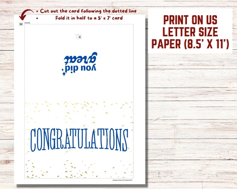 Congratulations Card Printable Graduation Gift Congrats Card High ...