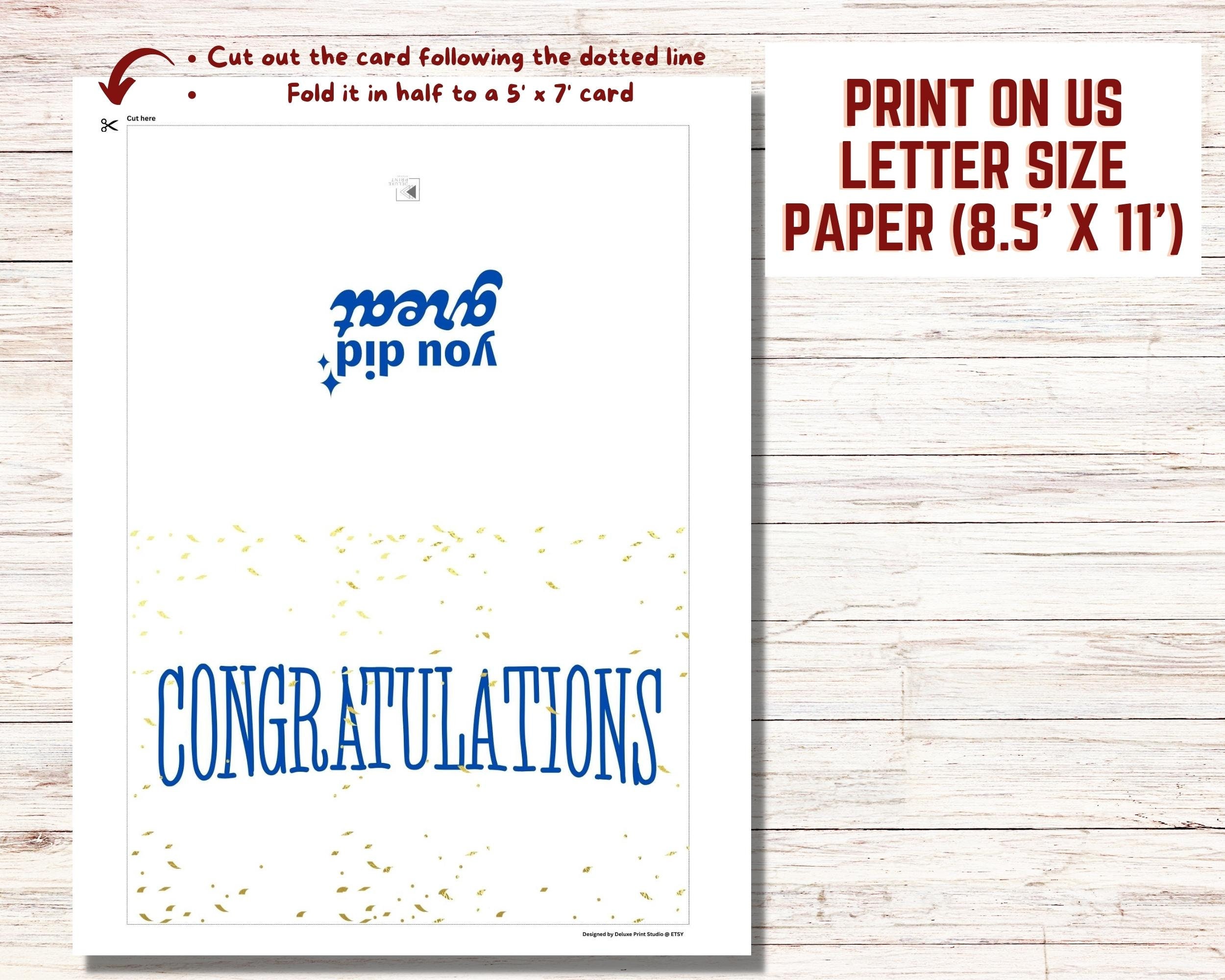 Congratulations Card Printable Graduation Gift Congrats Card High ...