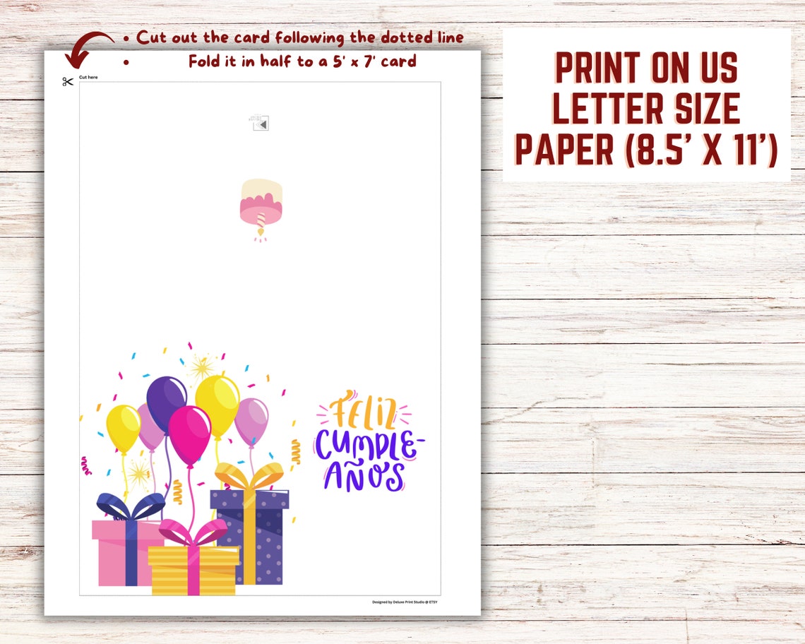 Feliz Cumpleaños Card Printable Birthday Gift for Her Digital Download ...