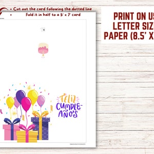 Feliz Cumpleaños Card Printable Birthday Gift for Her Digital Download ...