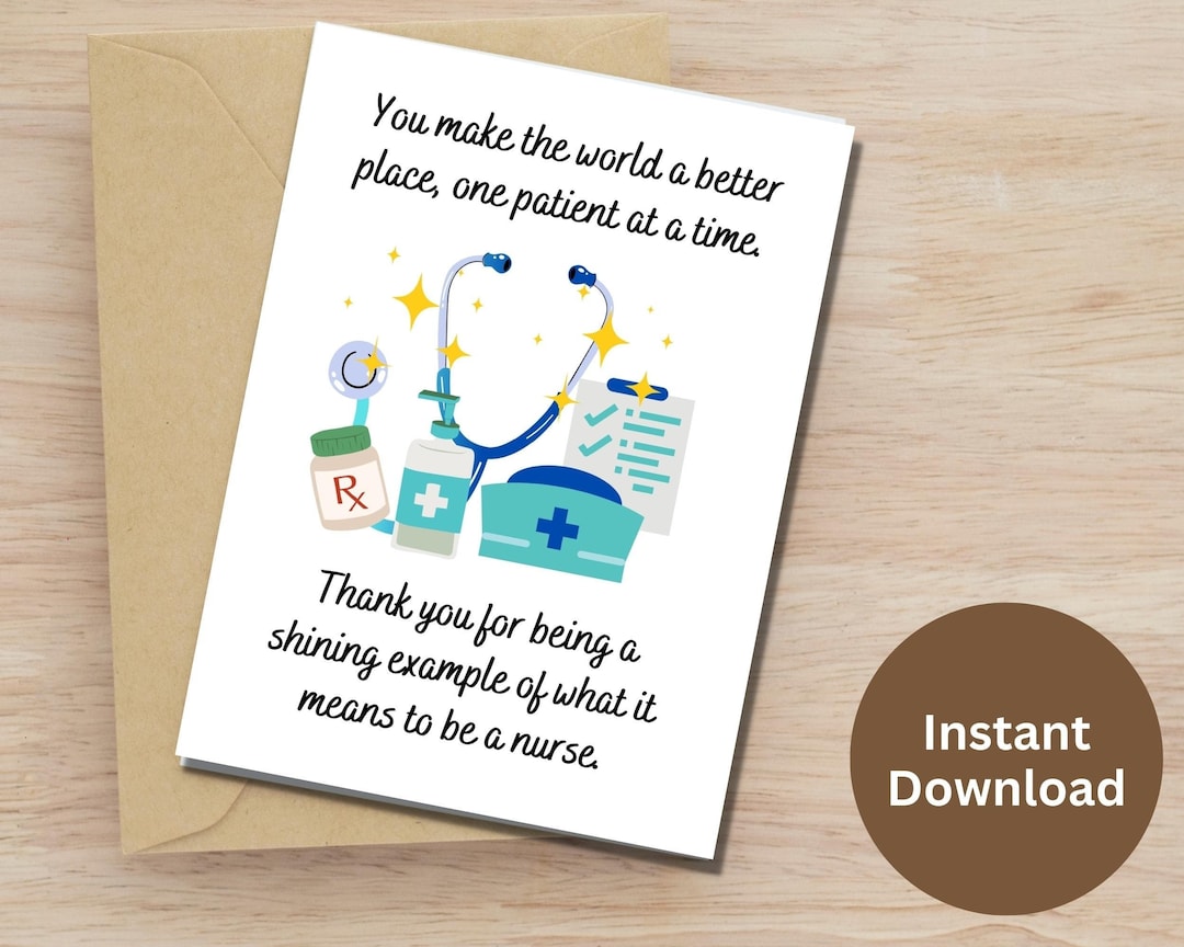 Nurse Thank You Printable Card Nurse Day Gift Nurse Appreciation Card ...